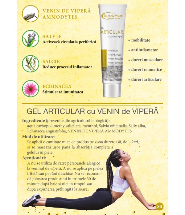 Gel pentru dureri articulare,procese inflamatorii cu venin de viperă